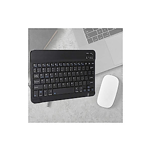 V BESTLIFE Keyboard Spanish English 10.1" Slim Ultra Wide 80-Key Keyboard Bluetooth 3.0 for Android/for iOS/for Win