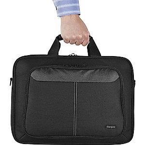 Targus Intellect Slim Slipcase Bag with Durable Water-Resistant Nylon, Two Large Exterior Pockets, Removable Shoulder Strap, Protective Sleeve for 12.1-Inch Laptop and Tablet, Black (TBT248US)