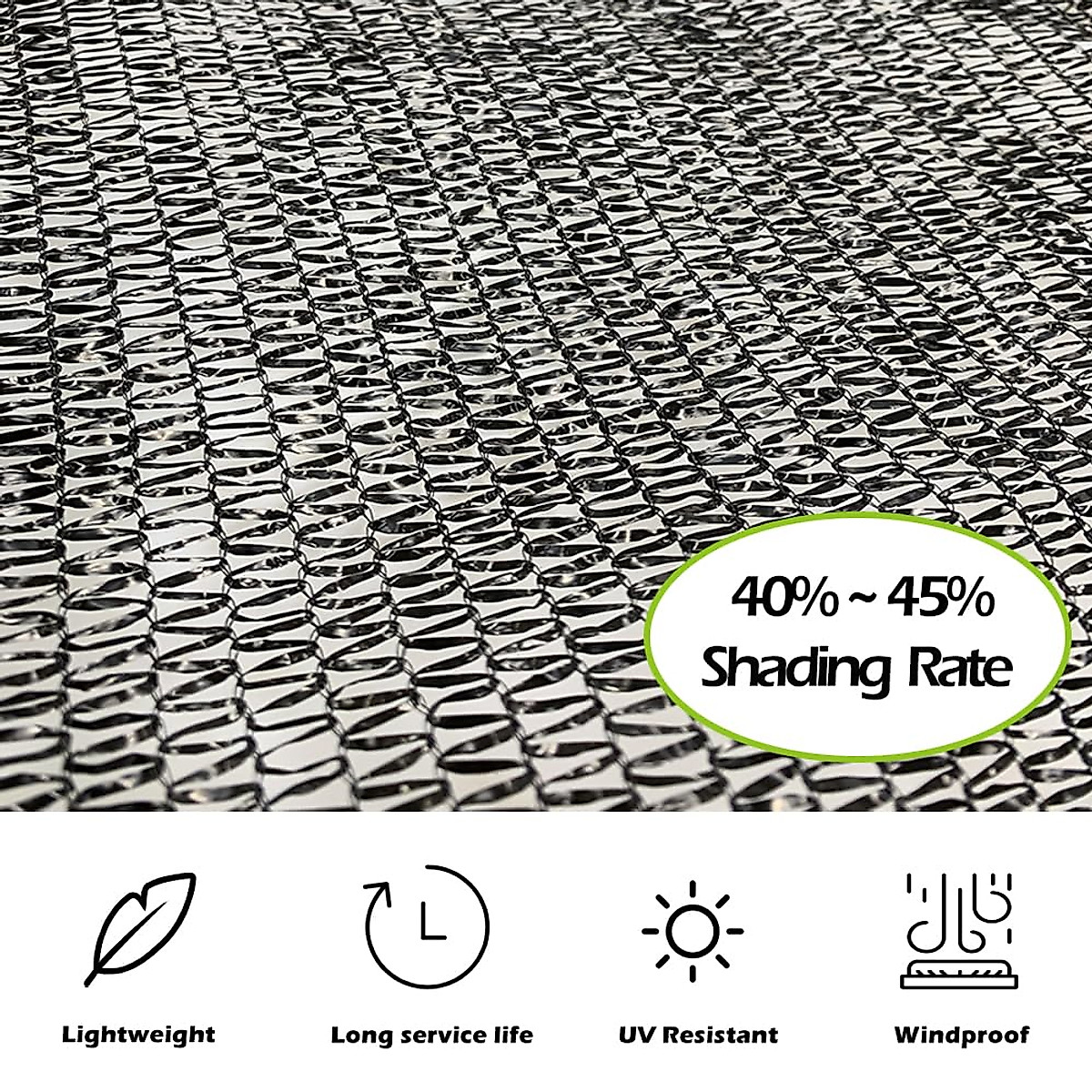 POYEE 40% 6.5ftx6.5ft Shade Cloth Garden Mesh Sun Shade Netting Sunblock Fabric with Grommets for Plants Heat Protection Patio Outdoor Greenhouse Pergola Vegetable Chicken Coop