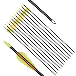 Practice Fiberglass Arrows Archery 28 Inch Target Shooting Safetyglass Recurve Bows Suitable for Youth Children Woman Beginner 6PCS Pack