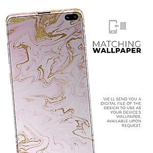 DesignSkinz Rose Pink Marble & Digital Gold Frosted Foil V13 Protective Vinyl Decal Wrap Skin Cover Compatible with The Samsung Galaxy S20 (Screen Trim & Back Glass Skin)