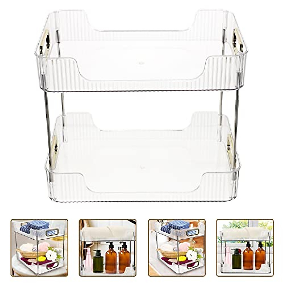 Cabilock Bathroom Organizer Countertop Shelf Bracket Bathroom Shelf Tiered Vanity Shelf Organizer Holder 2-Tier Versatile Kitchen Rack Bathroom Organizer Countertop Shelf Bracket