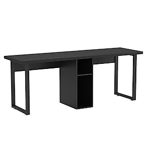 Tribesigns 78 Inches Computer Desk, Extra Large Two Person Office Desk with Shelf, Double Workstation Desk for Home Office(Black)