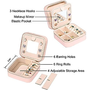 Parima Gift for Women Teen Girls - Pink Travel Jewelry Case Organizer Initial Small Jewelry Box Custom Personalized Birthday Gift Women Her A, Travel Essentials, Mothers Day Gift