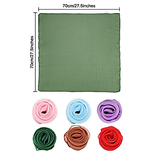 Boao 6 Pieces Chiffon Scarf 1950s Square Scarf Neck Head Scarfs Vintage Soft Scarf Polyester Scarves for Women Girl Lady (Red, Pink, Coffee, Atrovirens, Light Blue, Light Purple,)