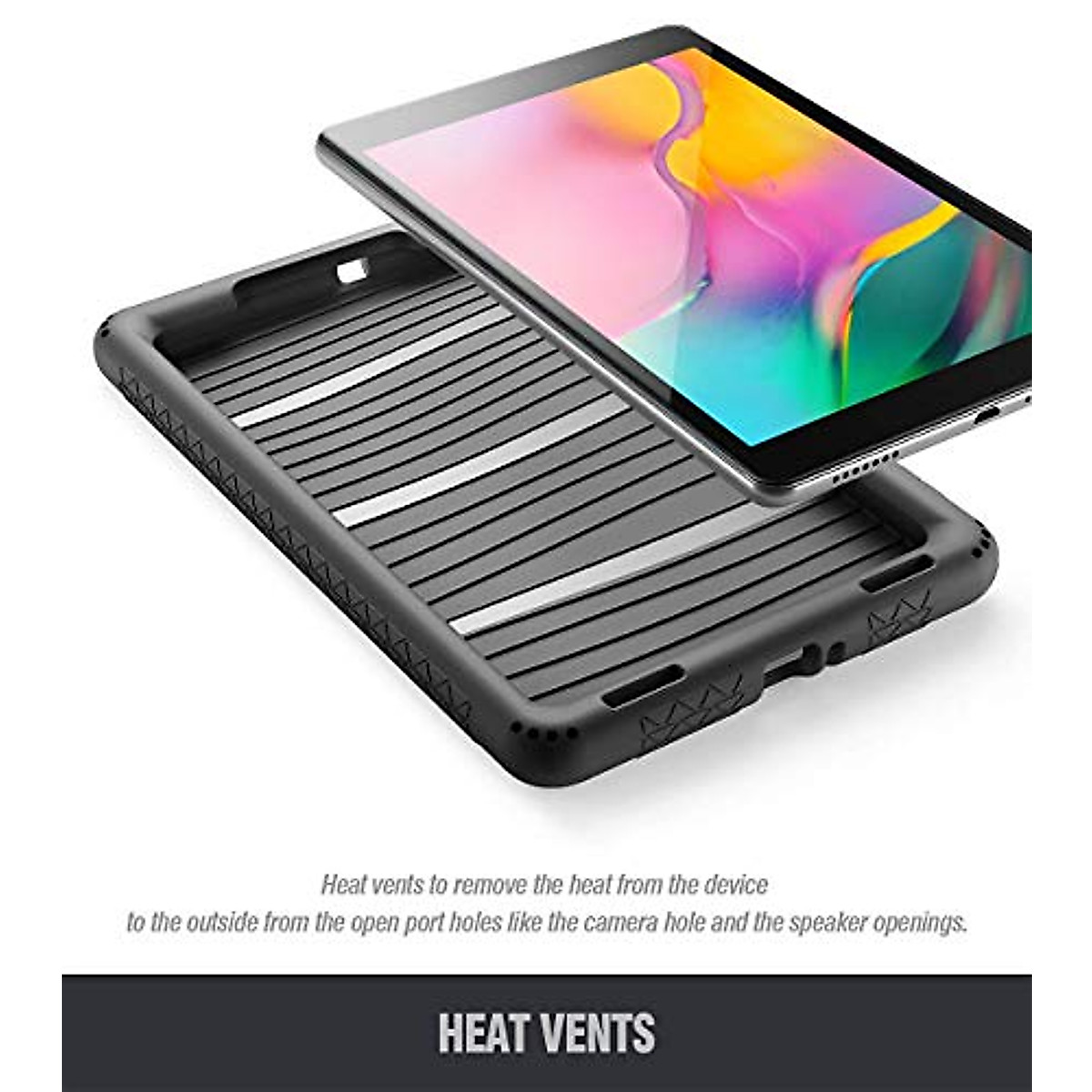 Poetic Turtleskin Heavy Duty Case Designed for Galaxy Tab A 8.0 Inch 2019 Without S Pen (SM-T290/SM-T295), Rugged Shockproof Drop Protection Kids Friendly Protective Silicone Cover Case, Black