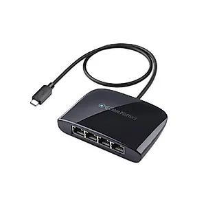 Cable Matters USB C to 4-Port Gigabit Ethernet Switch for Network Sharing on The Move (Thunderbolt Ethernet Splitter, USB C Network Switch, USB C Gigabit Switch) Compatible with Thunderbolt 4 / USB 4