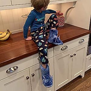 totes Girls Boys Kids Warm Soft Lightweight Washable Toddler Child Boot Slipper with Cute Animal design, Non-Slip Rubber Sole