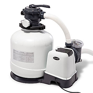 Intex 3000 GPH Sand Filter Pump with Built-In Timer and Krystal Clear Saltwater System Maintenance Set for Above Ground Outdoor Swimming Pools