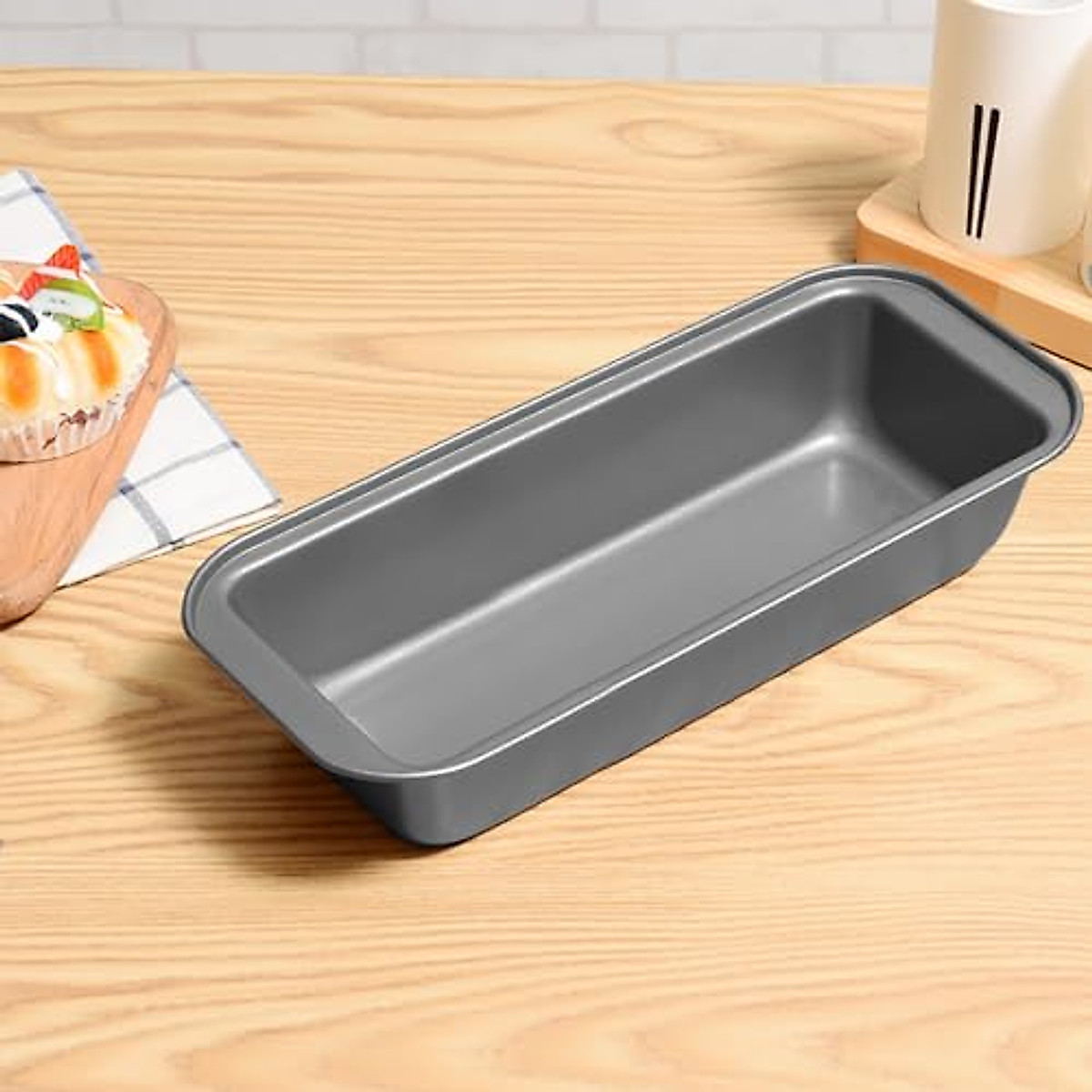 Mikim Long Loaf Pans for Baking Bread, Carbon Steel Rectangular Cake Pan Baking Bread Loaf Pan 13'' x 5'', Set of 2 Gray (13'' x 5'')