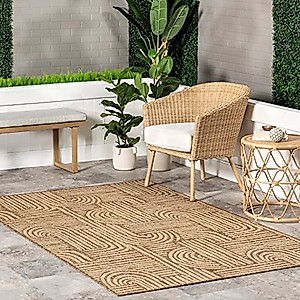 nuLOOM Lynne Abstract Maze Indoor/Outdoor Area Rug, 8' x 10', Beige