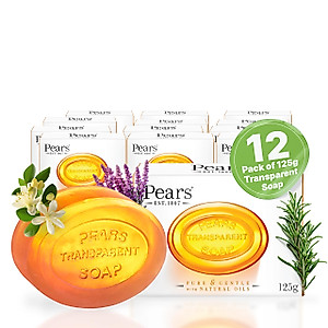 Pears Transparent Amber Soap 125 g (Pack of 12) by EH Booth & Co Ltd