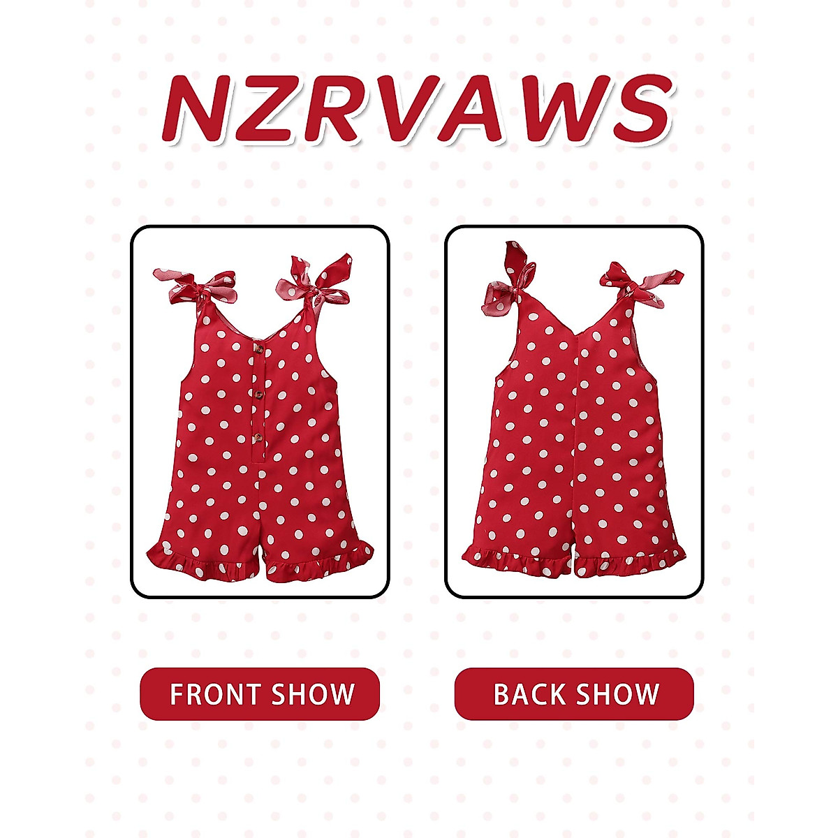 NZRVAWS Little Kid Girl Clothes 2-3 Year Baby Girl Clothing Romper Summer Red Halter Sleeveless Polka Dot Jumpsuits Outfit Set