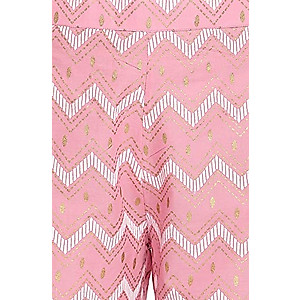 Janasya Women's Pink Foil Printed Cotton Kurta with Palazzo