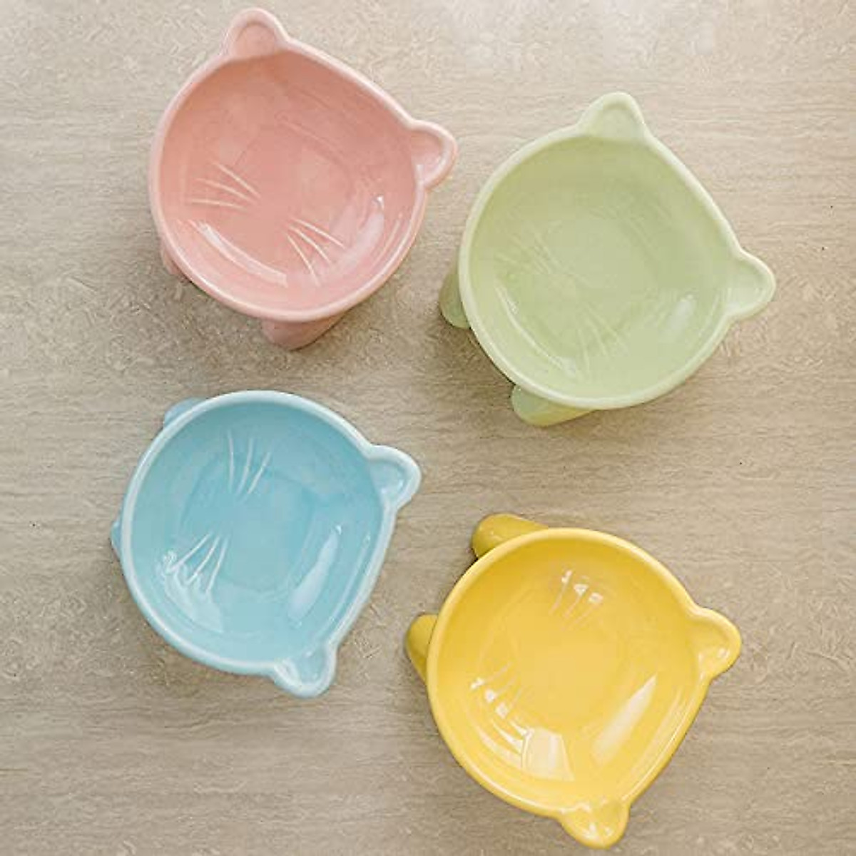 FUUIE Bowls for Food and Water Ceramic Pet Bowl Grain Bowl Cat Bowl High-Foot Bowl Guard Cat Bowl Water Bowl Anti-Black Chin Beveled Edge Bowl (Color : Blue)