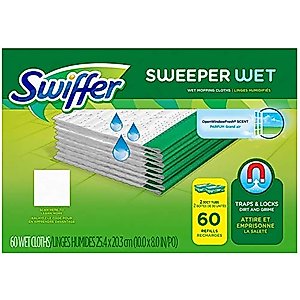 Swiffer Sweeper Wet Cloth Refill, White 60 Count