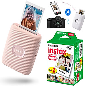 Fujifilm Instax Mini Link Instant Smartphone Printer (Dusky Pink) with Instax Film Pack (2 Items)
