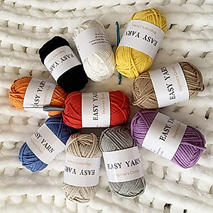 2x50g Easy Yarn for Crocheting and Knitting, Crochet Yarn for Beginners, Easy to See Stiches, Worsted Medium #4 Cotton Nylon Blended Yarn (Blue)