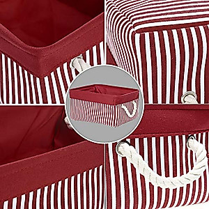 uxcell Storage Basket Bin with Cotton Handles,Collapsible Laundry Basket for Toy Clothes Storage,Canvas Fabric Basket for Closet,Red (Medium -15.7"x11.8"x8.3")
