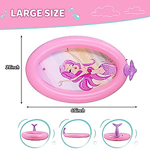 Splash Pad Kiddie Pool,Sprinkler for Kids,Inflatable Swimming Pool for Toddler Child,Outdoor Water Toys for 1 2 3 4 5 Years Old (Mermaid)