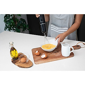 OVENTE Immersion Electric Hand Blender 300 Watt Power 2 Mix Speed with Stainless Steel Blades, Handheld Stick Mixer Set with Egg Whisk Attachment Mixing Beaker and BPA-Free Food Chopper, Black HS565B