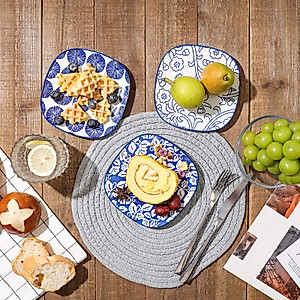 Selamica Porcelain Small Plates, 6 inch Dessert Plates Ceramic, Small Appetizer Plates, Kitchen Salad Plates for Cake Snacks Side Dish, Microwave Dishwasher Safe, Set of 6, Vintage Blue