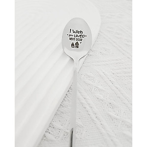 I Wish You Lived Next Door Gifts Spoon for BFF Best Friend Long Distance Friendship Gifts for Women Men Friends Moving Going Away Gift for Friend Daughter Sister Engraved Spoons
