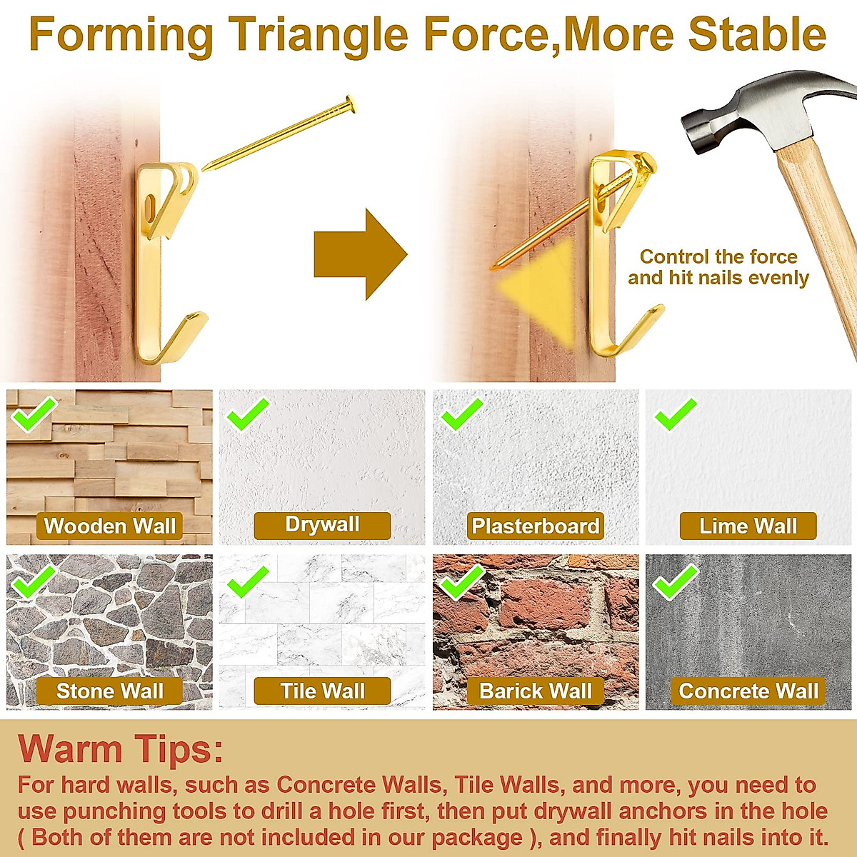 MAPVOLUT 372 PCS Picture Hanging Kit, Christmas Decorations Indoor Outside Picture Hangers, Heavy Duty Picture Frame Mirror Wall Hanging Hardware Hooks Kit with Nails Sawtooth for Hanging Picture