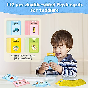 Talking Flash Cards Learning Toys for 2 3 4 5 Year Old Kids Toddler Flash Cards, Educational Toddlers Toys Reading Machine with 224 Words, Preschool Montessori Toys and Birthday Gift for Kids (Blue)