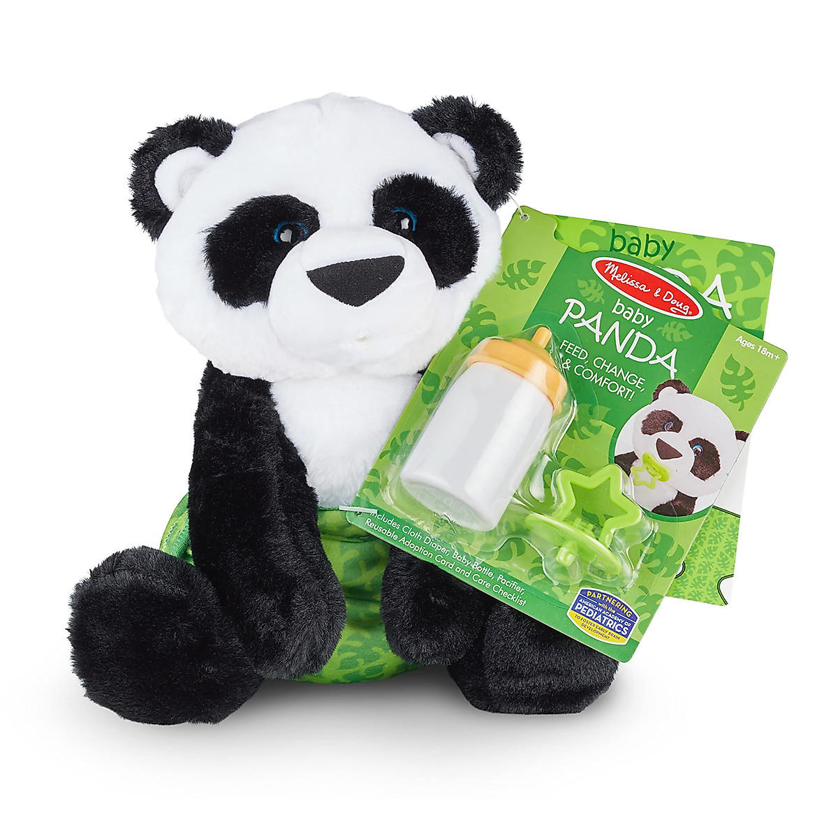 Melissa & Doug 11-Inch Baby Panda Plush Stuffed Animal with Pacifier, Diaper, Baby Bottle