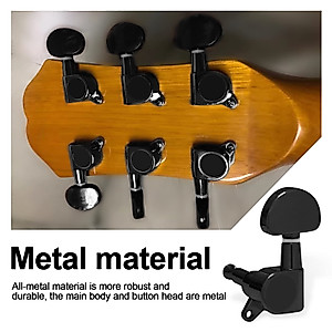 SAPHUE 6 Pieces 3L3R Guitar tuner pegs,Guitar Sealed Fan-shaped Tuning Pegs Tuner Machine Heads for Acoustic Electric Guitar Guitar Parts (Black)
