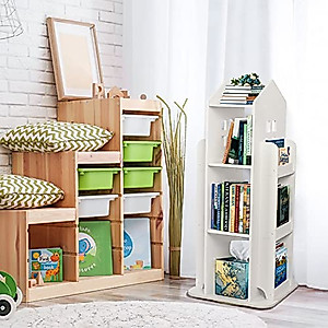 Nisorpa Rotating Bookshelf 360 Display Floor Standing Bookcase Spinning Shelf Storage Rack Freestanding Storage Organizer Holder Book Rack for Kids&Adults Multi-Functional Bookshelf Organizer