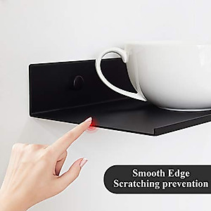 TLBTEK 2 Pack 11.8inch Black Floating Shelves,Rustic Farmhouse Floating Shelves Wall Mounted Storage for Bathroom, Bedroom, Living Room, Kitchen