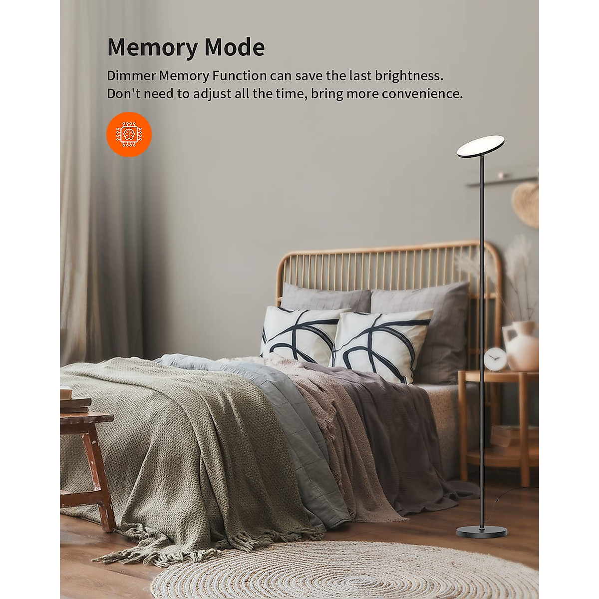 OYU LED Floor Lamp, LED Torchiere Floor Lamp, Lamp That Lights Up Whole Room, Bright Floor Lamp 30W/2500LM, 3000K-6500K with Night Light Mode & Touch Control, LED Floor Lamps for Living Room, Bedroom