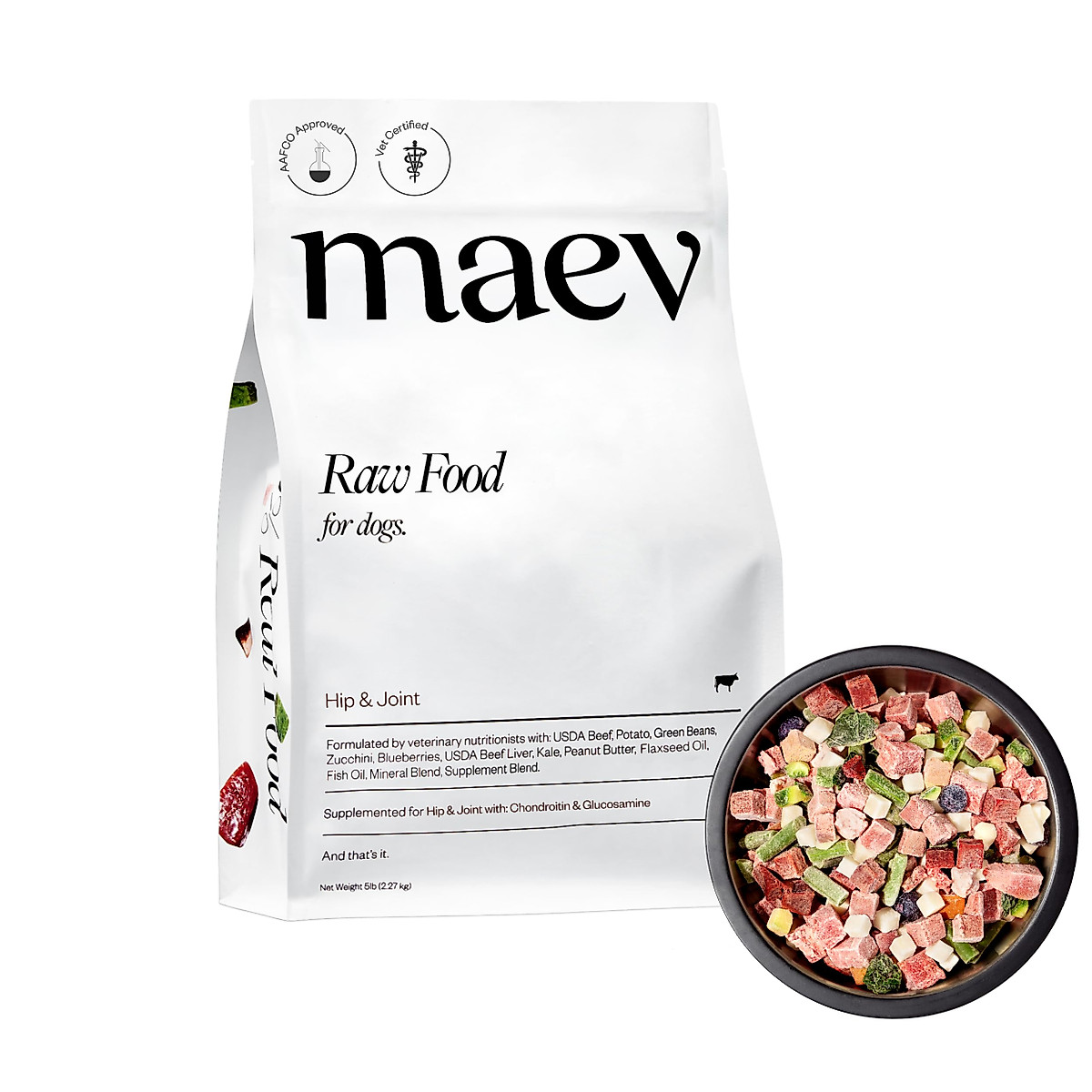 Maev Raw Dog Food, Better Than Freeze Dried Dog Food, Flash Frozen Dog Food with Lean Beef Protein, Vitamin-Rich Organ Meat in Every Serving, Hip and Joint Formulation, Adult Dogs, 10 Pounds