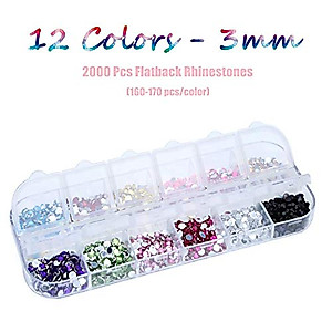 Amaoz Rhinestone Jewel Pickup Tool,Dual-ended Picker Dotting Pen Crystal Studs Wax Pen, Flat Back Gems Round Rhinestones for Nails Decoration Crafts Eye Makeup Clothes Shoes︱Mix SS4 6 10 12 16︱3500PCS