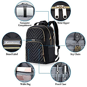 Kuosdaz Backpack for Women, 17.3 Inch Large School Backpack, Girls Bookbag with USB Charging Port, Work Travel Laptop Back Pack Purse Casual Daypacks, Black