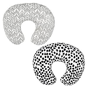 Nursing Pillow Covers for Baby Girl, 2 Pack Nursing Pillow Slipcovers for Breastfeeding Moms, Soft and Stretchy Safely Breastfeeding Pillow Cover for Infant(Black)