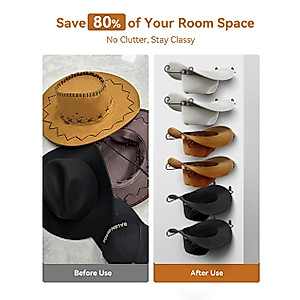 WNXSLOAD Cowboy Hat Rack 6 Pieces, DIY Cowboy Hat Holder for Wall, Hat Rack for Cowboy Hats, Cowboy Hat Hanger Keeps Original Shape of Hat, Cowboy Hat Rack Wall Mount, Adjustable to Install