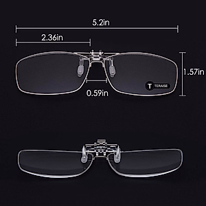 TERAISE Clip On Reading Glasses with Flip Up Function Metal full-Frame Clipped on prescription glasses Designed for myopia Fashion readers for men and women HD lens Portable glasses case(1.5X)