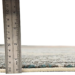 Unique Loom Estrella Collection Modern, Abstract, Watercolor, Contemporary Area Rug, 3 ft 3 in x 5 ft 3 in, Light Blue/Beige