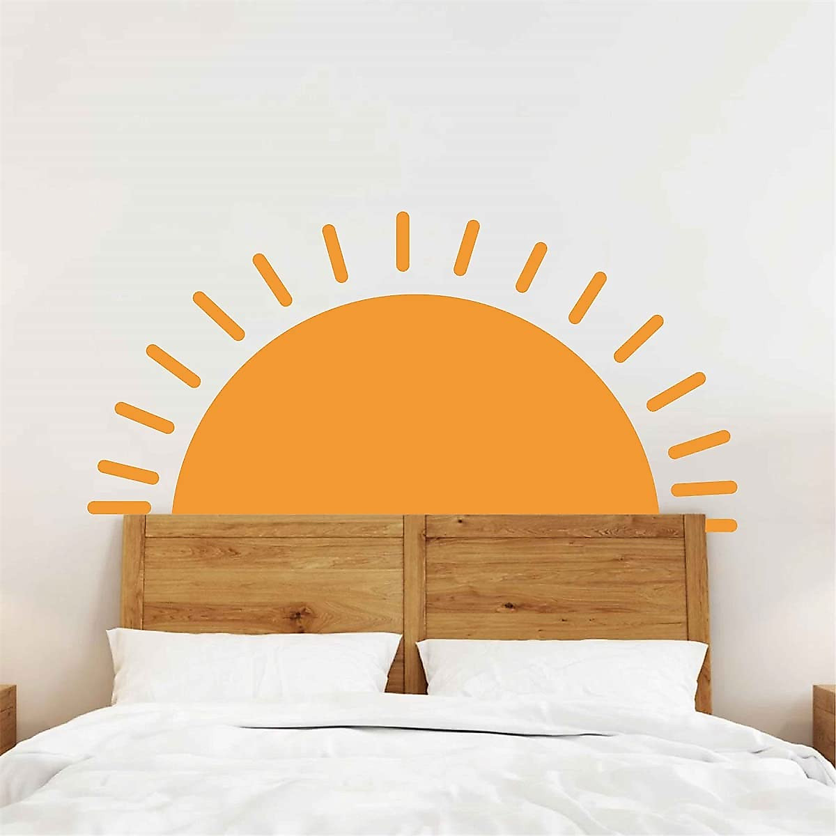 Half Sun Wall Stickers Home Decoration Yellow Sunrise Wall Stickers for Kids Room Baby Nursery Decals YT5993 (Yellow, Large 44X22inch)