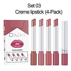 evpct 4Pcs Nude Pink Mauve Rose Red Glossy Matte Lipstick Lip Gloss Sets Kit for Women Girls Teens Lip Color Changing Lip Balm All Day Lipstick Waterproof Long Lasting 24 Matte Lipstick Samples Case