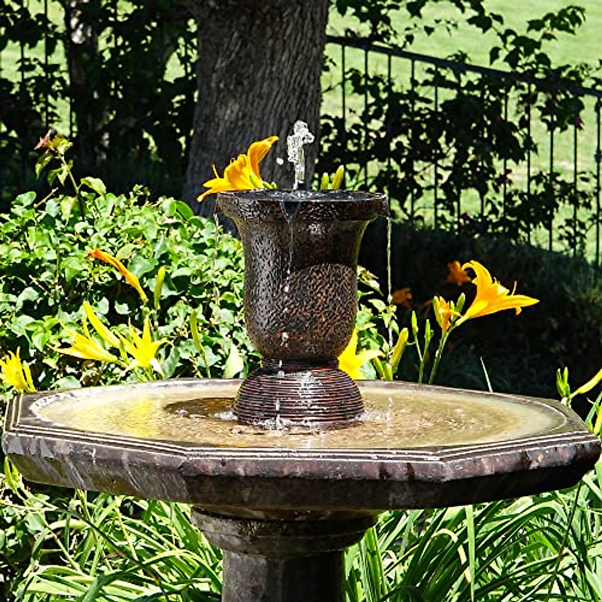 Bernini Veloce 4-in-1 Instant Water Fountain with Planter Turns Any Water Container Into A Decorative Fountain, Flippable Cordless Water Fountains for Soothing Sounds Indoor or Outdoor (Brownstone)