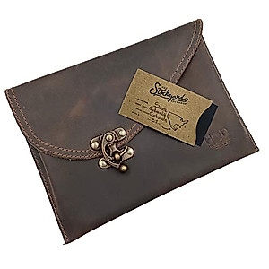 Hide & Drink, Petit Travel Vintage Leather Clutch Bag Handmade from Full Grain Leather, Women's Fashion - Bourbon Brown