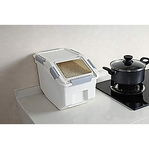 Grain Storage Container 20 lb (10 Liter) with Wheels Seal Locking Lid PP(Pack-2)