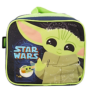 Baby Yoda Backpack and Lunch Box Set - Mandalorian School Supplies Bundle with Insulated Bag Plus Star Wars Decals, Water Bottle, More (Mandalorian for Boys),