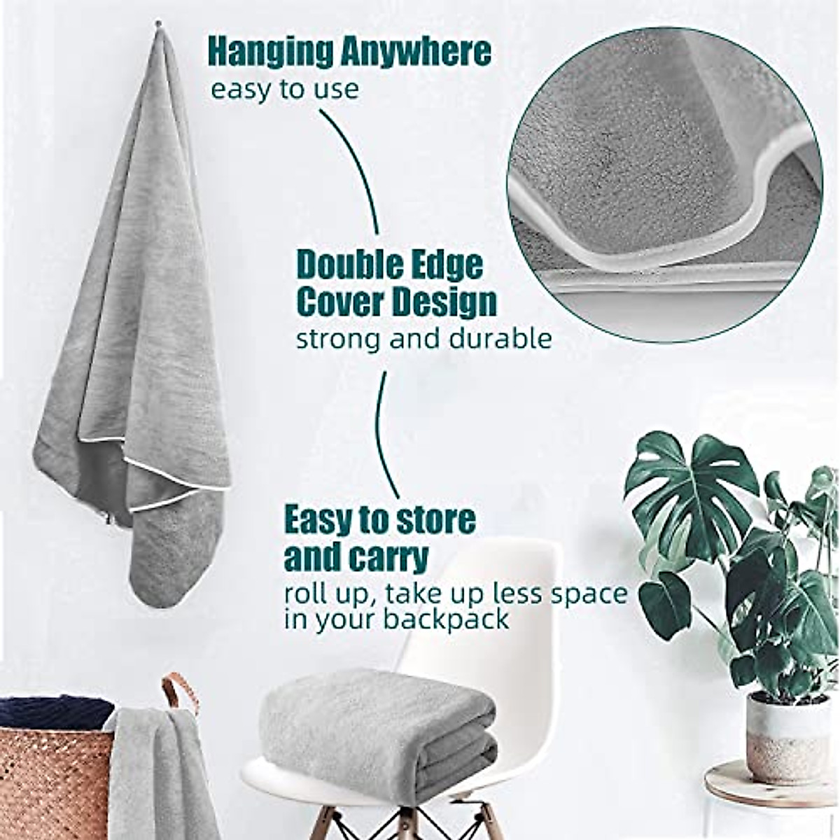 SAMSIER Oversized Beach Towel, Extra Large Pool Towel 35”x71”, Solid Beach Recliner Cover, Soft Quick-Dry Outdoor Shawl, Summer Ideal Gift for Family & Friend (Grey, 1 Pack)