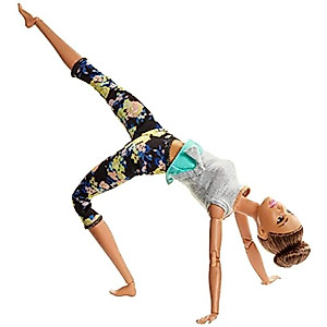 Barbie Made to Move Dolls with 22 Joints and Yoga Clothes, Floral, Blue