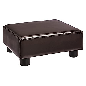 FIRST HILL FHW Footrest Small Ottoman Stool PU Leather Modern Seat Chair Footstool, Brown